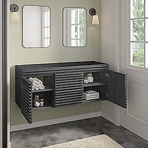Modway Render 48" Double Sink Compatible (Not Included) Bathroom Vanity Cabinet in Charcoal