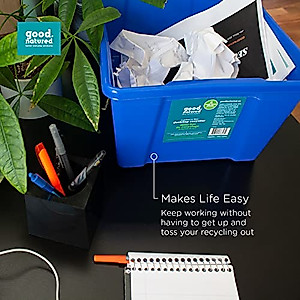 good natured Desktop Recycler, 3 Gallon / 11 Liter – Recycling Bin for Office Recycling Container - Plant Based, BPA-Free Small Storage Bin with Recycling Logo, Blue