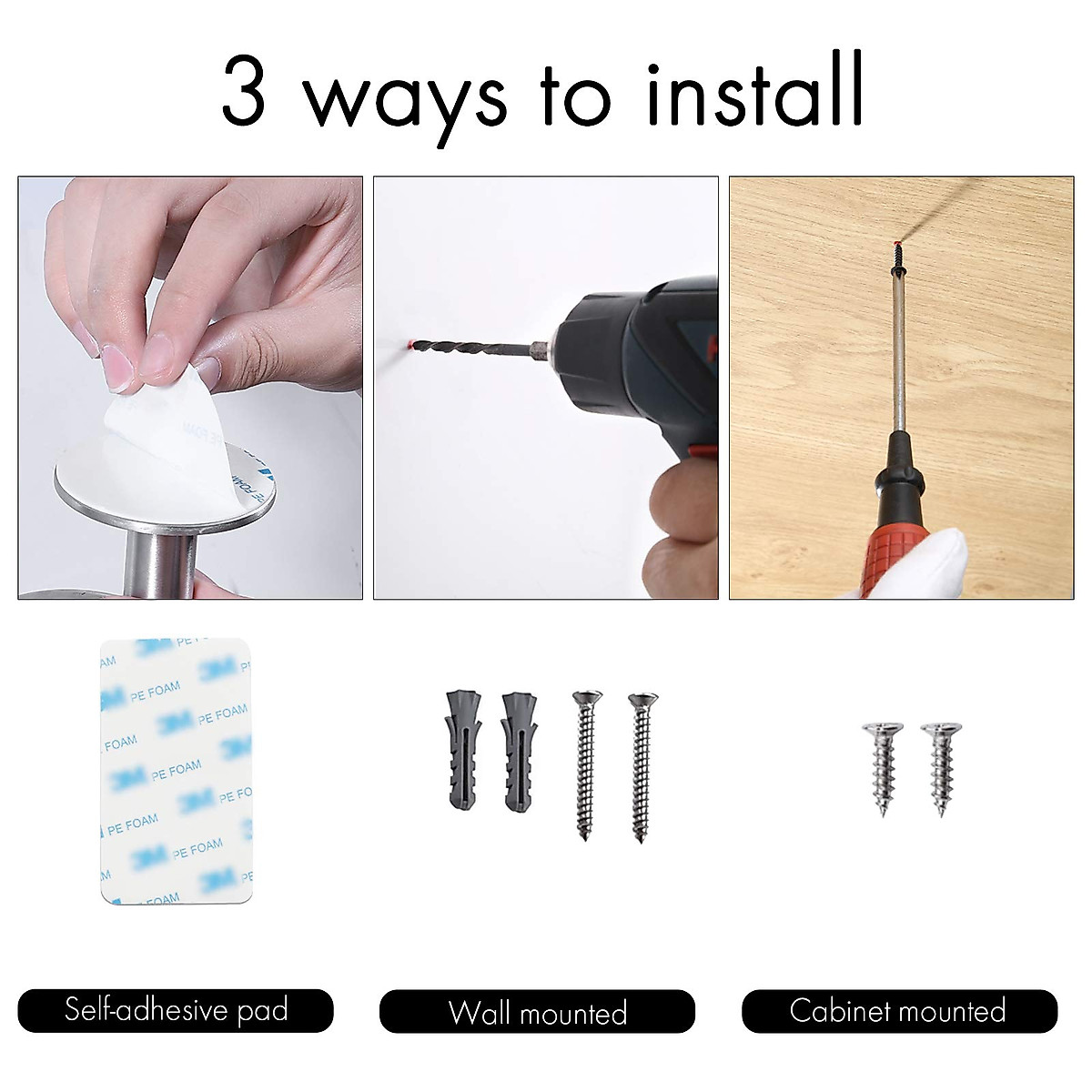 KES Paper Towel Holder Wall Mount or Under Cabinet, Adhesive Paper Towel Roll Holder for Kitchen, Screws and Self-Adhesive Strip Included, Aluminum Silver Finish, KPH400