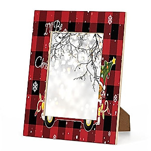 Bardic 5x7 Picture Frames, Black And Red Grid Wooden Photo Frame Fits 4x6 with Mat or 5x7 Without Mat Photo Frames for Wall Mounting or Tabletop Display for Home Gallery Decor