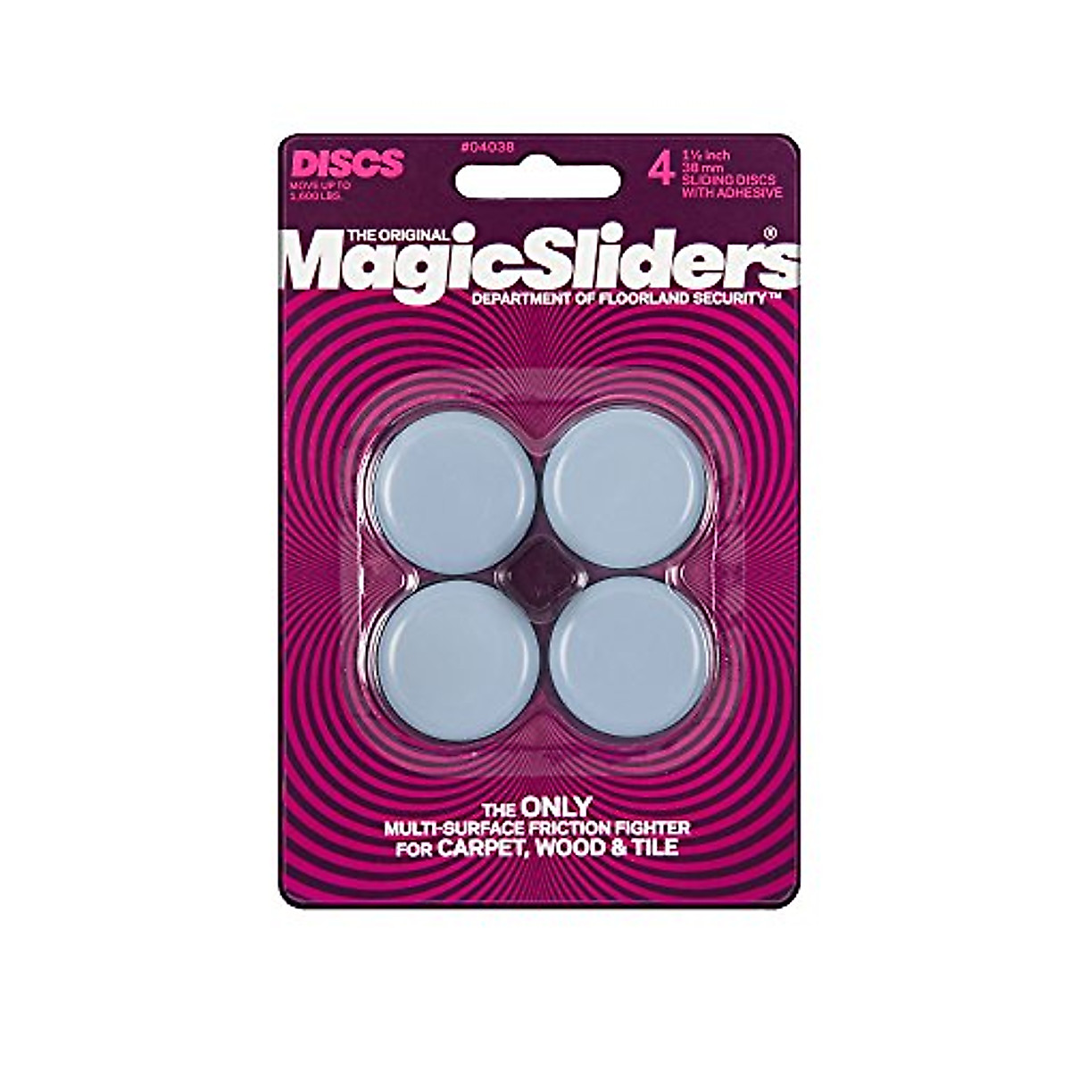 Magic Sliders 4038 Series 1-1/2" Sliding Disc, Gray, Pack of 4,Grey