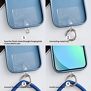 Naiadiy Silicone Heart Loop Phone Lanyard, Cell Phone Hand Wrist Lanyard Strap with Key Chain Holder, Universal for Phone Case Anchor Fit All Smartphones-Blue