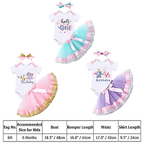 Princess Half/ First/ 2nd Birthday Outfit Girl, Baby Girl Elephant Romper Tutu Skirt Headband Fancy Dress Up Photo Shoot Clothes for Decoration Supplies Purple elephant - my 1/2 birthday 6 Months