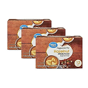 Great Value Cappuccino Coffee and Hot Drink Single Serve Pods, 12 Count (Hazelnut Cappuccino, Pack of 3)