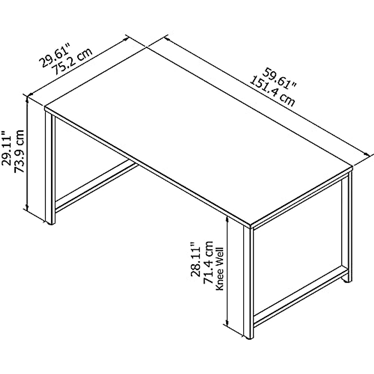 Bush Business Furniture 400 Series Table Desk with Metal Legs, 60W x 30D, Storm Gray