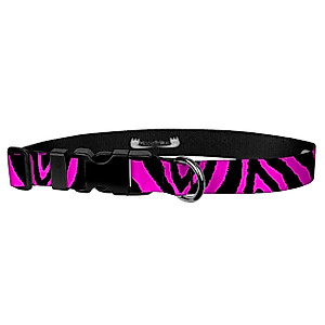 Moose Pet Wear Dog Collar - Patterned Adjustable Pet Collars, Made in the USA - 3/4 Inch Wide, Medium, Zebra Pink