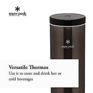 Snow Peak System Bottle - Double-Wall Insulated Stainless Steel Water Bottle with Multiple Lids - Versatile Camping & Backpacking Equipment - 500 ml - Dark Silver