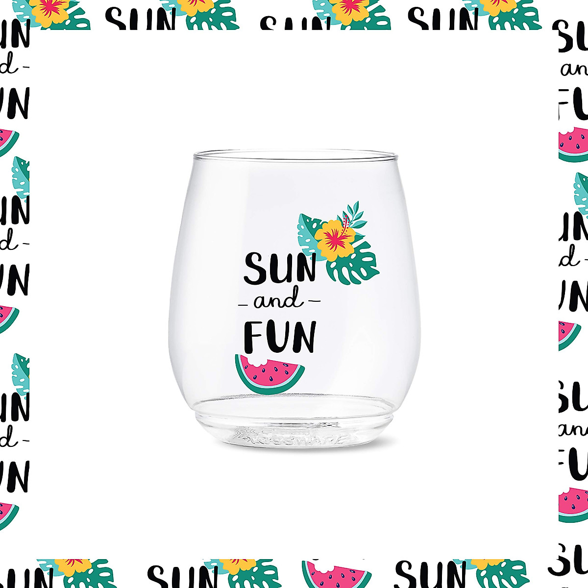 TOSSWARE POP 14oz Vino Summer Sips 1 Series, SET OF 6, Premium Quality, Recyclable, Unbreakable & Crystal Clear Plastic Wine Glasses