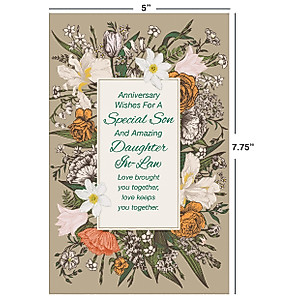 Chuck's Card-O-Rama Son Anniversary Card and Daughter-in-Law - Envelope Included - 5" x 7.75" - Packaged in Extra Sturdy Mailer - 96049