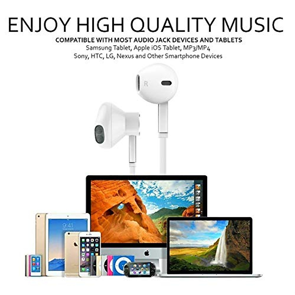 Aux Headphones/Earphones/Earbuds 3.5mm Wired Headphones Noise Isolating Earphones with Built-in Microphone & Volu