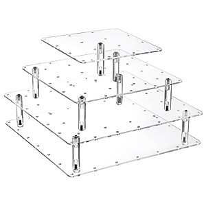 Frcctre 3 Tier Acrylic Cake Pop Display Stand, 56 Holes Clear Acrylic Lollipop Holder Square Cupcake Dessert Candy Holder for Wedding Baby Shower Birthday Parties Anniversaries