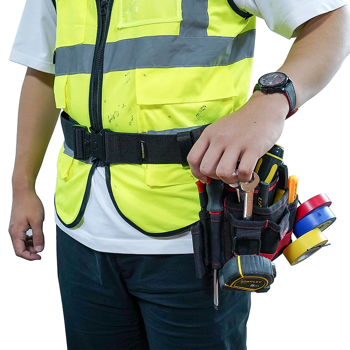 MELOTOUGH 2" Nylon Web Work Tool Belt for Men with Heavy Duty Quick Release Rugged Metal Buckle outdoor men's belt Tool Belts (Black)