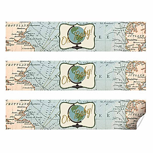 Adventure Awaits Gender Neutral Baby Shower Waterproof Water Bottle Sticker Wrappers 20 Wrap Around Labels Sized 1.75" x 8.5" by AmandaCreation