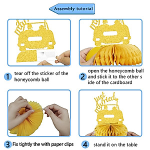 8 PCS Engagement HoneyComb Centerpiece, Bachel*rette Party Decorations Honeycomb Centerpieces, Bridal Shower Engagement Party Decorations Sign