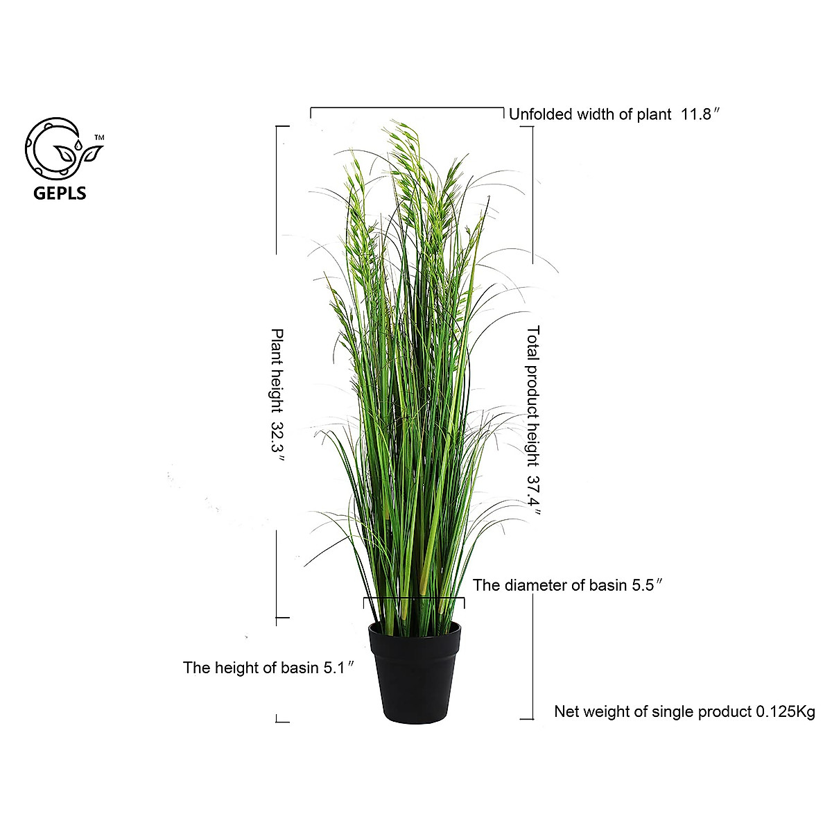 GEPLS 37.5"/90CM Faux Wheat Grass Faux Plant Onion Grass Home Decor Plants Green Shrubs Plastic Plant for Home House Office Table Bathroom Indoor Outdoor Decor Bohemian Decor (Green)