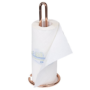 Creative Home Heavy Duty Metal Paper Towel Holder Kitchen Towel Stand for Kitchen Countertop Dining Table, 4.8" Diam. x 11.8" H, Copper Plated