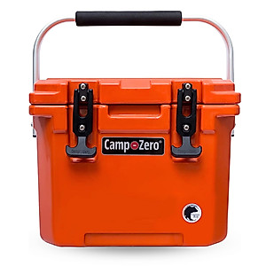 CAMP-ZERO 10L-10.6 Quart Portable Hard Cooler Ice Chest, Perfect for Drinks, Lunch, Beach, Picnics, Boating, Camping and Travel with 2 Molded-in Cup Holders and Folding Aluminum Handle