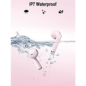 GCBIG Wireless Earbud, Bluetooth 5.3 Headphones with 4 ENC Mics, Wireless Headphones in Ear with 25H Playtime Noise Cancelling, IP7 Waterproof Bluetooth Earphones HiFi for Android iOS, USB C, Pink