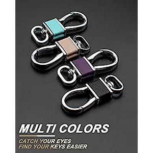 FEYOUN 4 Pack Metal Carabiner Keychain Key Clip Hook, 4 Key Rings Car Key Chain Clips Ring Holder Organizer for Men and Women, Car Accessories, Multi Color
