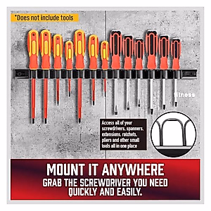 Plastic Wrench Screwdriver Organizer Rail Rack Storage Holder Garage Workshops Hardware Tool Display Hanger ABS Wall Mount(Red)