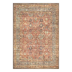 Bloom Rugs Washable Non-Slip 8' x 10' Rug - Terracotta/Mustard Traditional Area Rug for Living Room, Bedroom, Dining Room, and Kitchen - Exact size: 8' x 10'
