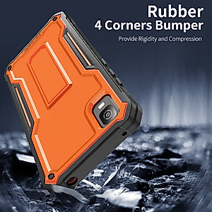 ExoGuard for TCL 30Z Case, TCL 30 LE Case, Rubber Shockproof Full-Body Cover Case Come with a Tempered Glass Screen Protector and Kickstand (Orange)