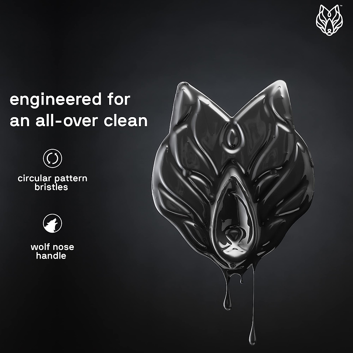 Black Wolf Body Scrubber - 100% Silicone Bristles for a Hygienic Deep Clean Experience - Easy to Clean Excess Soap and Body Wash Off