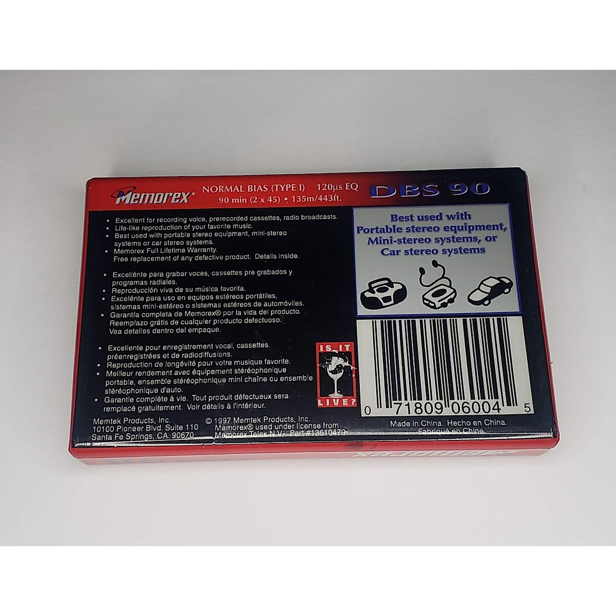 Memorex DBS 90 Single Blank Audio Cassette Tape Vintage