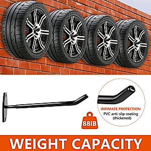 MHHO-WG 4PACK Tire Rack Wall Mount,10 Inch Large Garage Hooks Heavy Duty Storage, Ladder Hooks for Hanging,Tire Rack Wall Mount，Garage Organizer