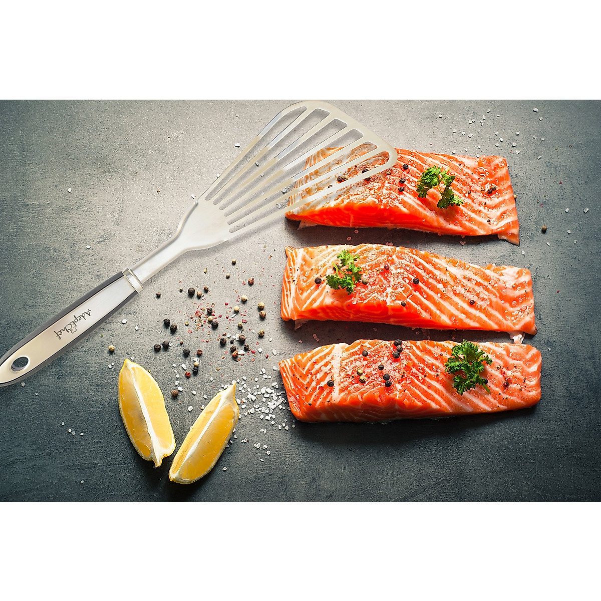 Fish Spatula – AdeptChef Stainless Steel, Slotted Turner – Thin-Edged Design Ideal For Turning & Flipping To Enhance Frying & Grilling – Sturdy Handle, Multi-Purpose – Buy Yours TODAY!