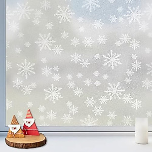 WPCTEV Window Film Non Adhesive Frosted Film Privacy Window Sticker Self Static Cling Vinly Glass Film Anti UV Decorative for Home Office Snowflakes 17.7 Inch x 6.5 Feet