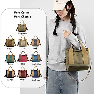 XLXLbb Small Satchel Bag Stylish Mini Tote Shoulder Handbag Canvas Hobo Bag for Women Zipper Organizer Pockets Beautiful color Canvas Tote Crossbody Bags(Khaki)