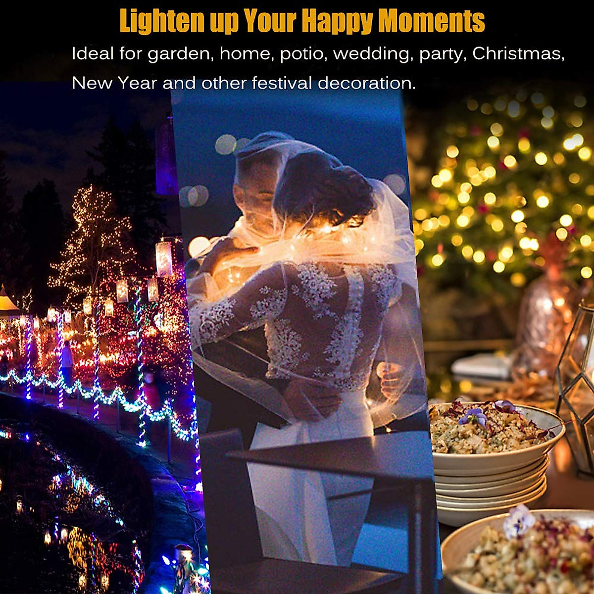 MAYSAK Solar String Lights Outdoor Waterproof 100LED 39.4ft Christmas Fairy Lights with 8 Modes Decoration Starry Light for Patio, Lawn, Landscape, Garden, Home, Wedding, Party, Xmas Tree