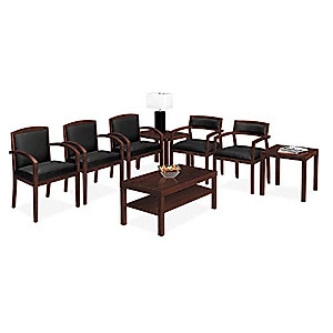 HON Topflight Wood Guest Chair - Leather Seated Guest Chair with Arms, Office Furniture, Mahogany Finish (VL852)