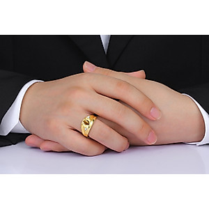 Rylos Yellow Gold Plated Silver Classic 6X4MM Oval Tigers Eye Gemstone & Sparkling Diamond Ring - Birthstone Jewelry for Men -Size 10