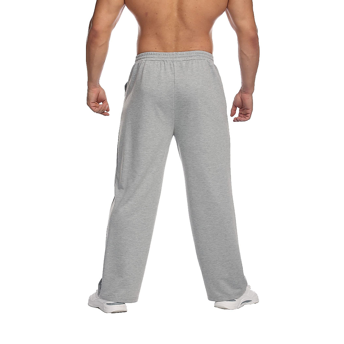 Deyeek Mens Lightweight Sweatpants Open Bottom Jogging Pants Straight Leg Men's Sweat Pants Gym Workout Grey Sweatpants Men