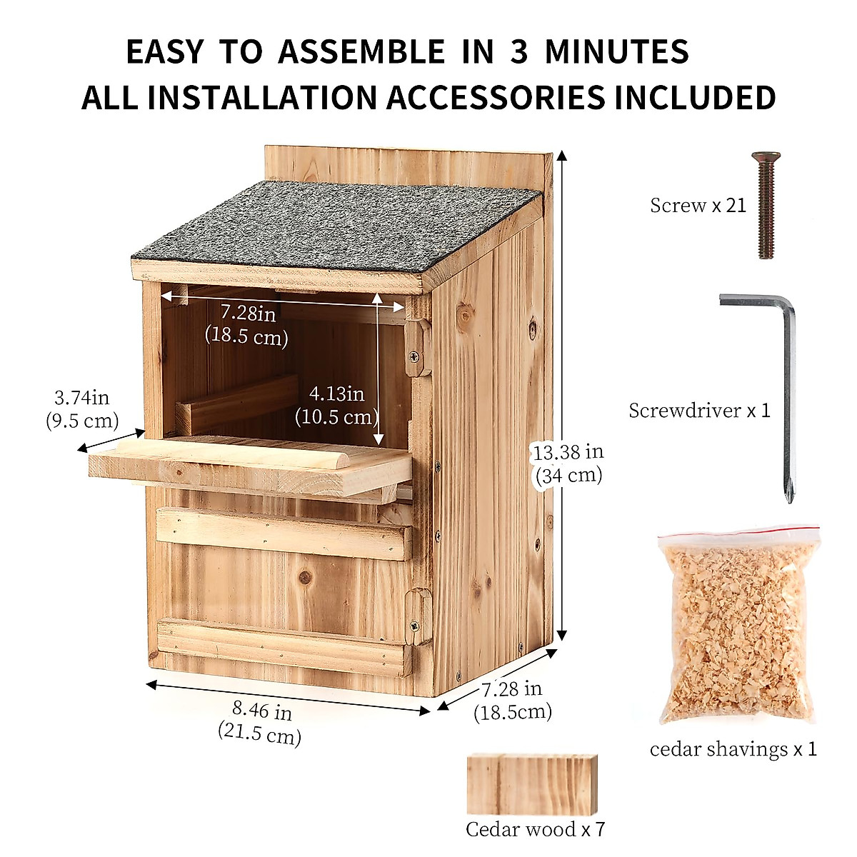 Owl House Screech Owl House Owl House Cedar Barn Owl Bird House House Owls & Kestrels Owl Houses for Outdoors Large Handmade Wooden Rectangular Opening Bird Box with Mounting Screws Easy Assembly