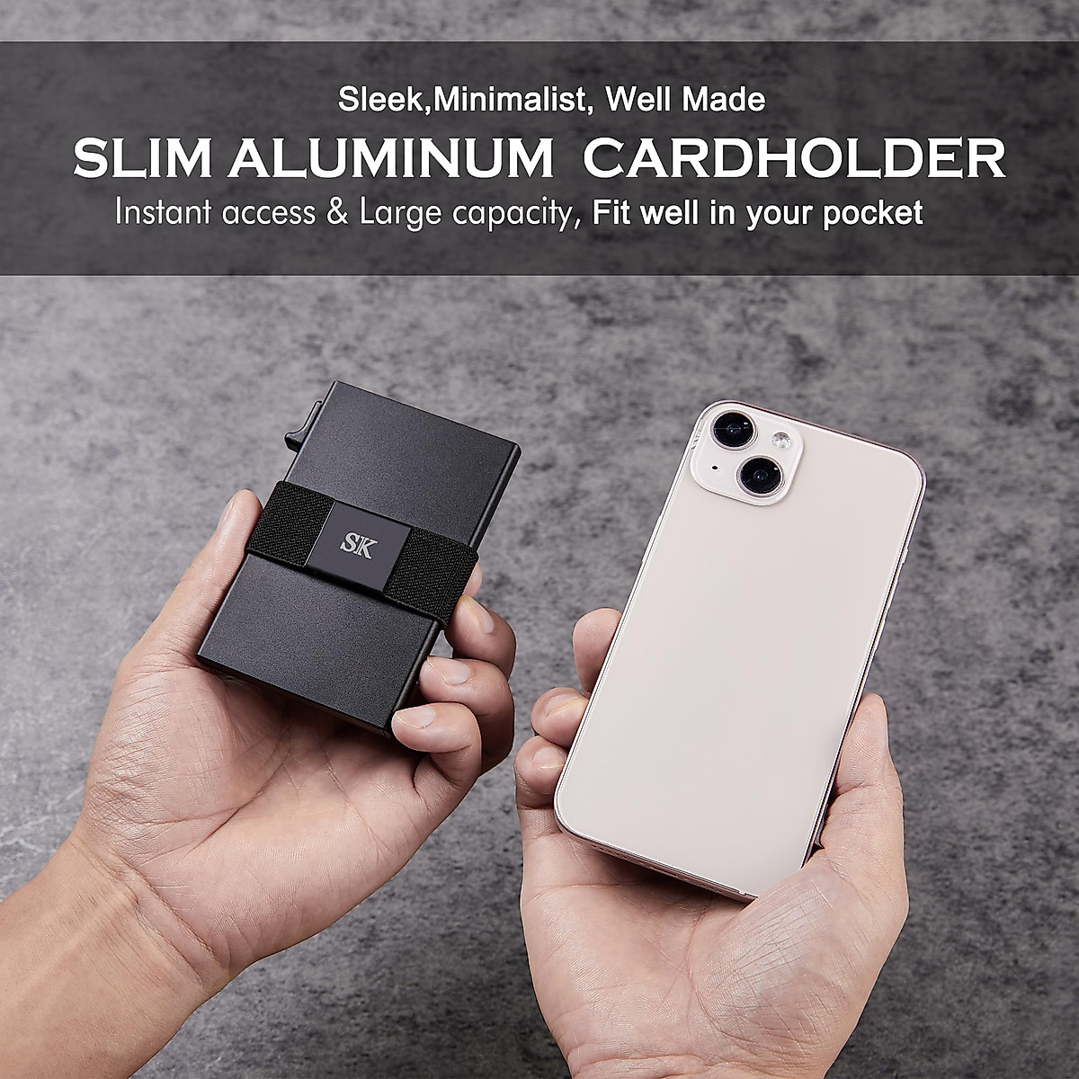 Sykorvon Minimalist Card Holder Wallet for Men, Aluminum Slim Metal Wallet with Money Band, RFID Blocking Pop Up Wallet, Holds 12+ Cards Plus Cash…