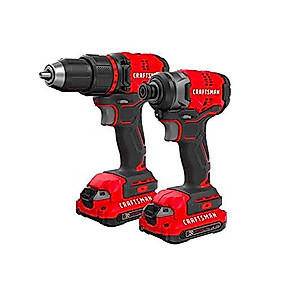 CRAFTSMAN V20 MAX Cordless Drill and Impact Driver, Power Tool Combo Kit with 2 Batteries and Charger (CMCK210C2)