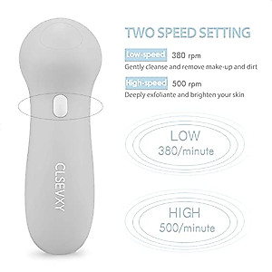 Facial Cleansing Brush Face Scrubber: USB Rechargeable IPX7 Waterproof Electric Spin Cleanser brush with 7 Brush Heads, Face Brushes for Cleansing and Exfoliating, Massaging