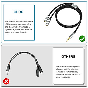 Toxaoii 3.5mm Headphone Jack Splitter Cord, 3.5mm Male to 2 Female Extension Cable Headphone Jack Adapter, 3.5mm Stereo Audio Y Splitter Cable Compatible with Phone, smartphone, laptop, Xbox, PS4