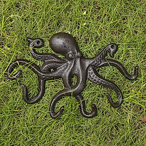 ChasBete Key Holder for Wall, Octopus Coat Hooks Wall Mounted Towel Hooks, Heavy Duty Wall Hooks Decorative with 6 arms