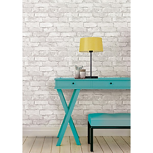 NuWallpaper NU3010 Grey and White Brick Peel & Stick Wallpaper, Multicolor