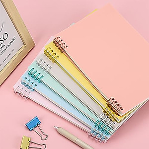 EOOUT 6 Pack Lined Spiral Notebook, 5.7" x 8.3" Journal for Women, Aesthetic Thick Plastic Cover, Pastel Color 160 Pages for School, Office, Artist Writing/Drawing