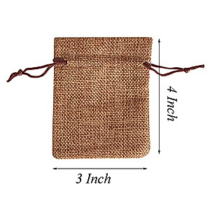 Tendwarm 20 Pcs 3x4 Inch Linen Burlap Bags with Drawstring Reusable Jewelry Pouches Craft Gift Bags for Christmas