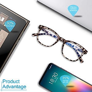 ANDWOOD Blue Light Blocking Glasses Women Men Computer Small Face Frame Bluelight Blocker Teens Square Frame Leopard