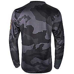 Men's Mountain Bike Shirts Long Sleeve MTB Off-Road Motocross Jersey Quick Dry&Moisture-Wicking Camo Black