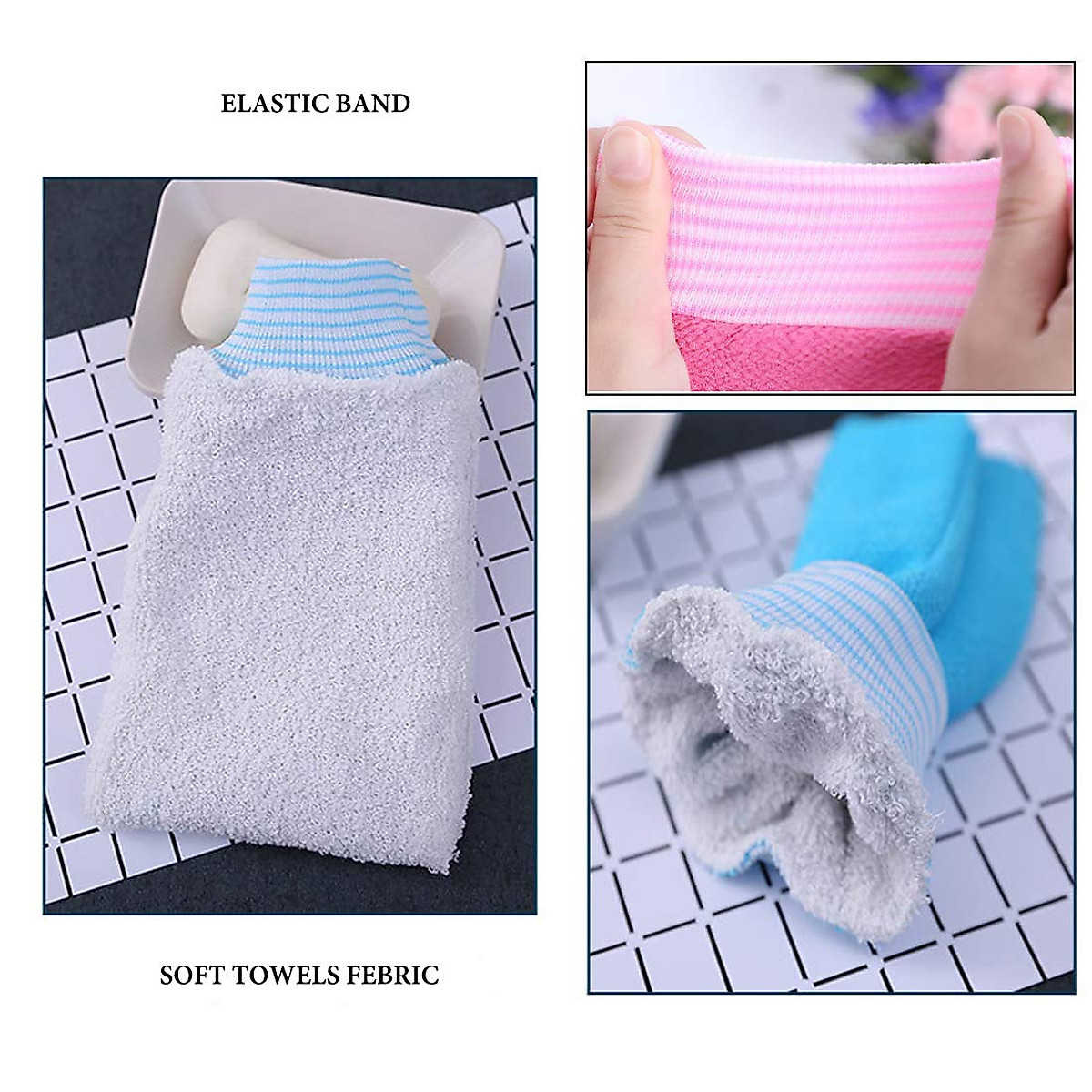 LissomPlume Exfoliating Bath Mitt Unisex Body Rubbing Gloves Scrub Shower Towel Green