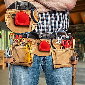 Metal Tape Measure Holder Clip, 6 Packs Small Measuring Tape Belt Holder Clip with Rivets for Tool Holster, Leather Pocket Tool, Bronze