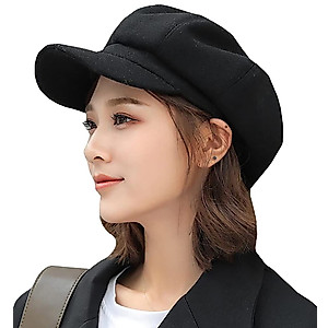 Newsboy Hats for Women, Women Newsboy Hat Trucker Hat Beret Newsboy Caps Retro Fashion Winter Hats for Women 2023 A Black